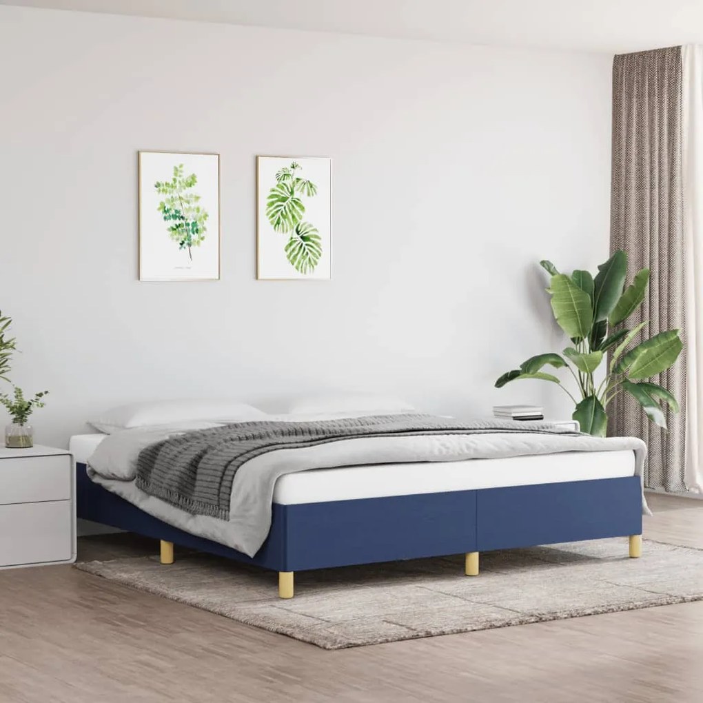 Rám postele s boxspringem modrý 160 x 200 cm textil 3120975