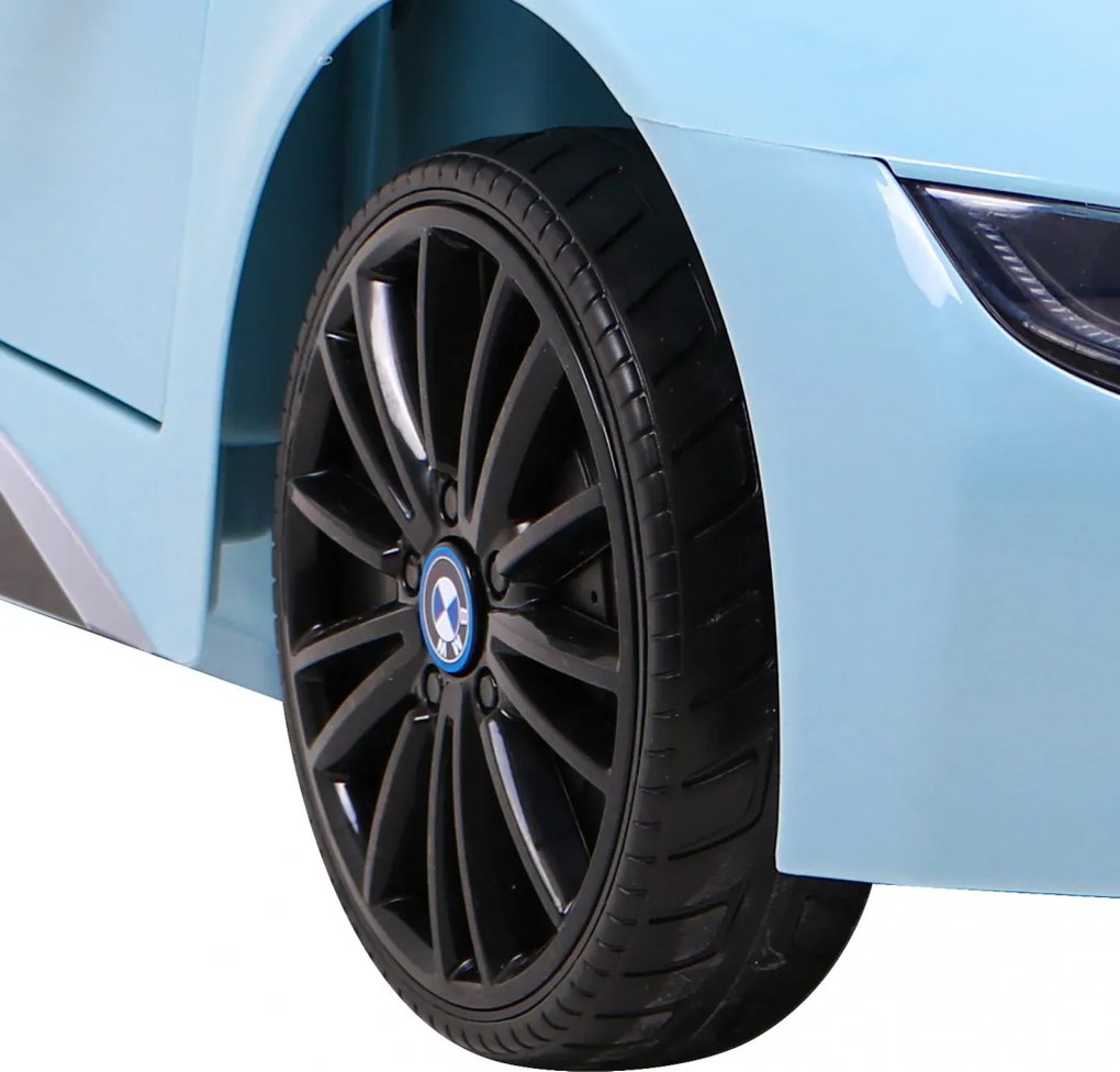 Ramiz Elektrické autíčko BMW i8 Lift modré + dálkové ovládání + pomalý start + 3bodové pásy + MP3 USB + LED