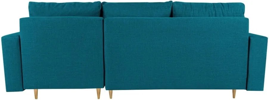 Tyrkysová rohová rozkládací pohovka s lenoškou na pravé straně Mazzini Sofas Iris