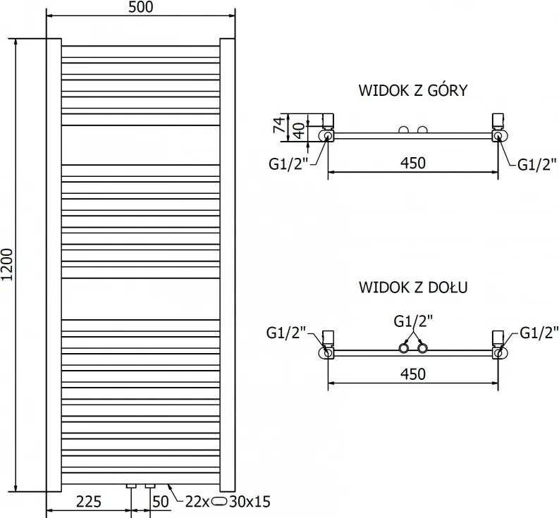 Mexen Hades, topné těleso 1200 x 500 mm, 444 W, zlatá, W104-1200-500-00-50