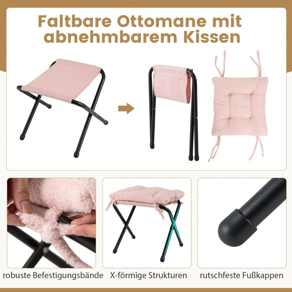 Costway Křeslo s područkami a boční kapsou a podnožkou a taburetem relaxační