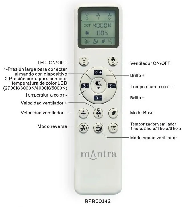 Mantra Ushuaia, lopatkový ventilátor se svítidlem a dálk. ovladačem LED 30W 2700-5000K, černá, průměr 134cm