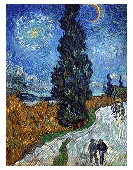 Reprodukce obrazu Vincent van Gogh - Country Road in Provence by Night, 60 x 45 cm