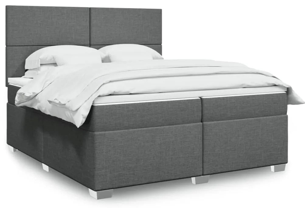 Box spring postel s matrací tmavě šedá 200x200 cm textil