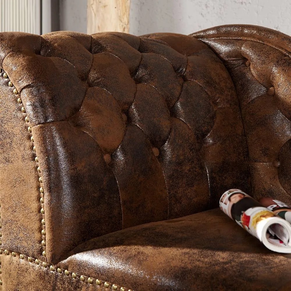 Massive home | Hnědý otoman Chesterfield mikrovlákno