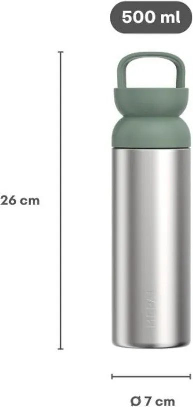 Termoláhev z nerezové oceli ve stříbrné barvě/šalvějově zelená 500 ml Ellipse – Mepal