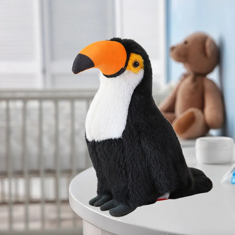 LEAN Toys Plyšový tukan maskot plyšová hračka bílý 35 cm