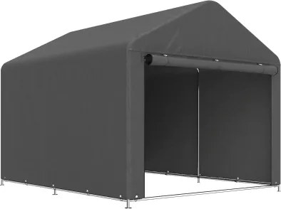 Outsunny garážový stan 2,3 x 2 m, voděodolný, stan na nářadí s rolovací zipovou dveří, sedlová střecha, odolný proti UV, tmavě šedý