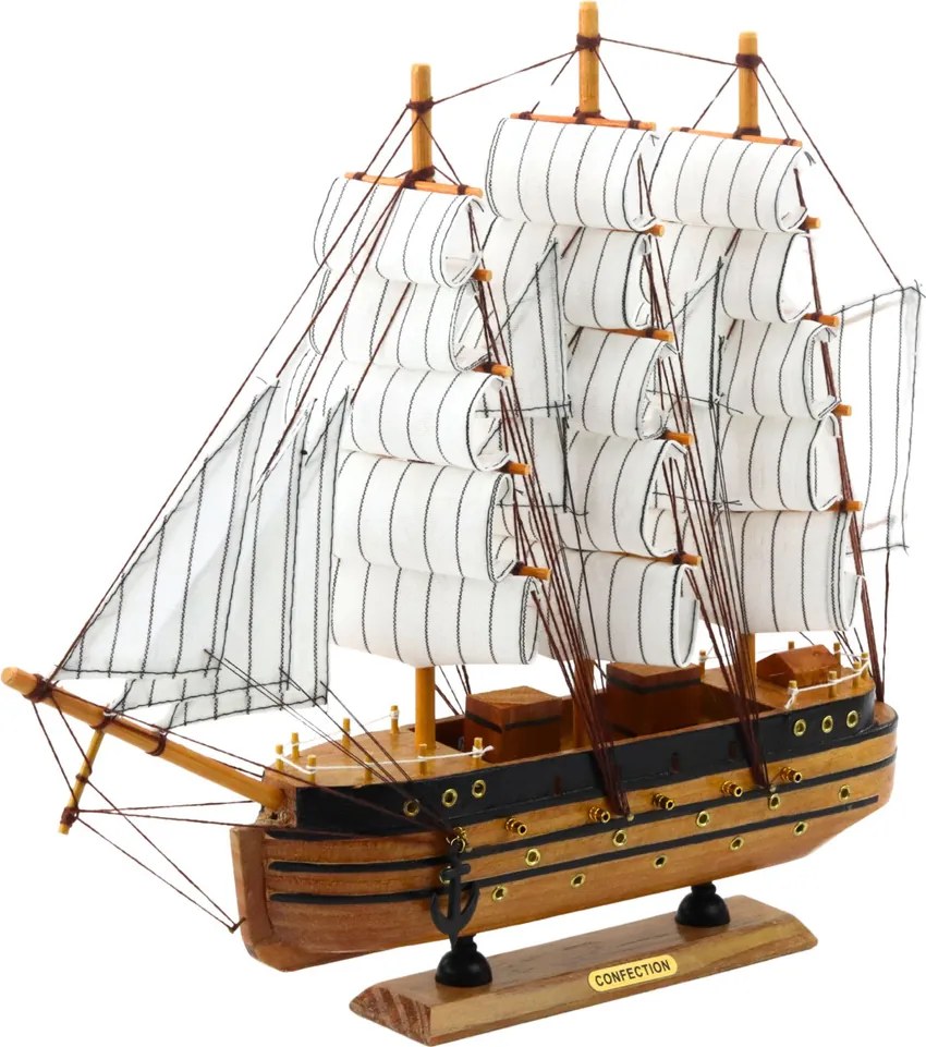 LEAN Toys Sběratelský model třístěžňové plachetnice bílý 39x36cm