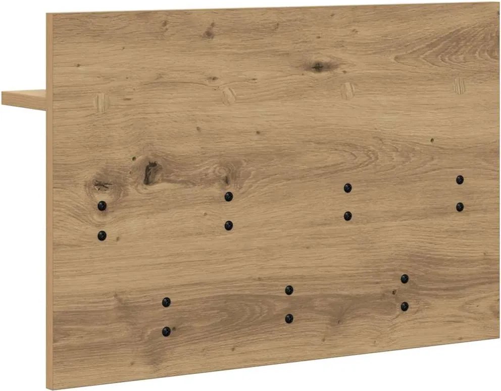 věšák, nástěnný, 1 prkno, háčky, kompozitní dřevo, 40x60x12 cm, dub artisan, Dekorino TK20260017