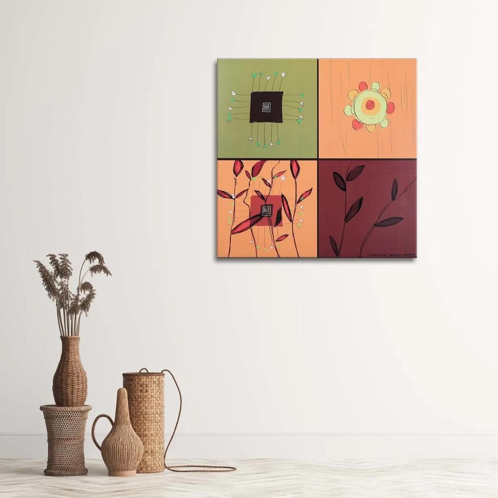 Obraz na plátně Koláž Květiny Abstraktní - 50x50 cm