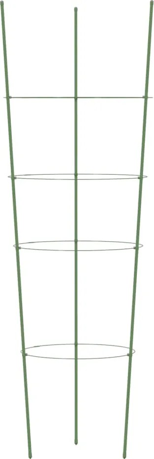 Opory pro zahradní rostliny se 4 kroužky 5 ks zelené 90 cm ocel 319375