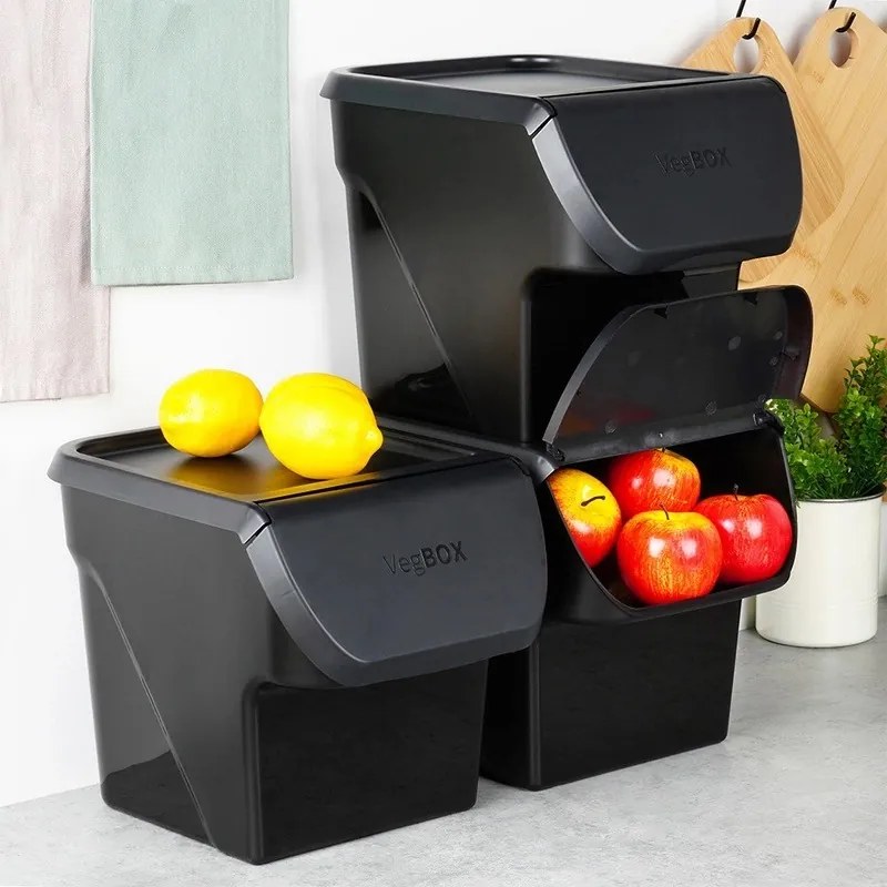 VILDE Úložný box na brambory a cibuli s větráním, VEGBOX černý (14l - 5-8kg brambor)