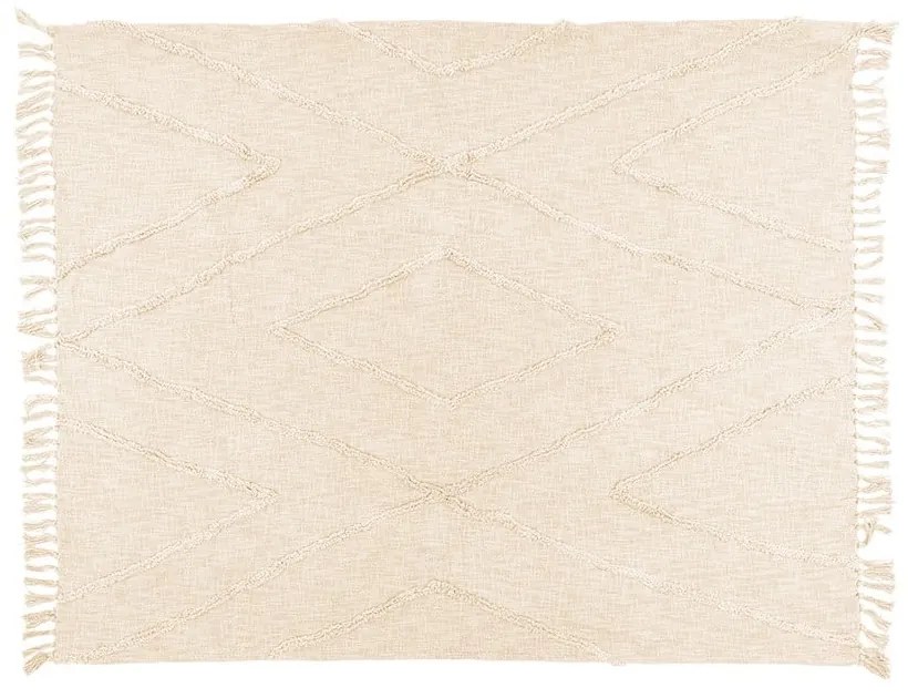 Krémový bavlněný přehoz na dvoulůžko 250x260 cm Sahara - Tiseco Home Studio