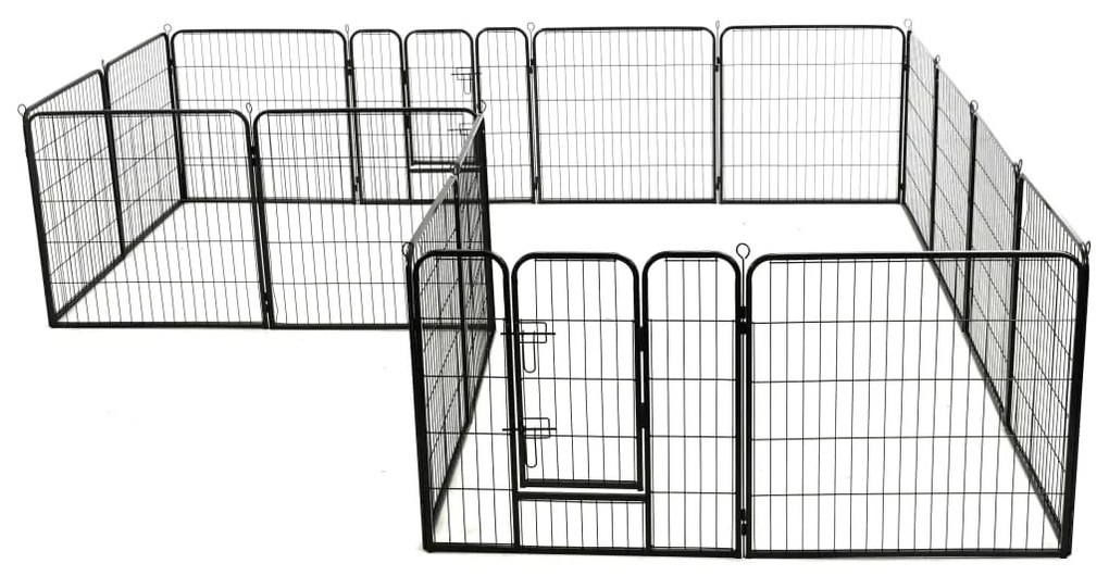 Ohrádka pro psy 16 panelů ocelová 80 x 80 cm černá - Default Title