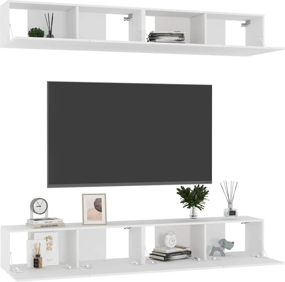TV skříňky 4 ks bílé 100 x 30 x 30 cm kompozitní dřevo 3074452