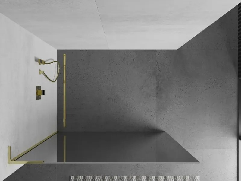 Mexen Kioto L, sprchová zástěna Walk-In 120 x 200 cm, 8mm sklo vzor zrcadlo, zlatý lesklý profil, 800-120-103-50-50