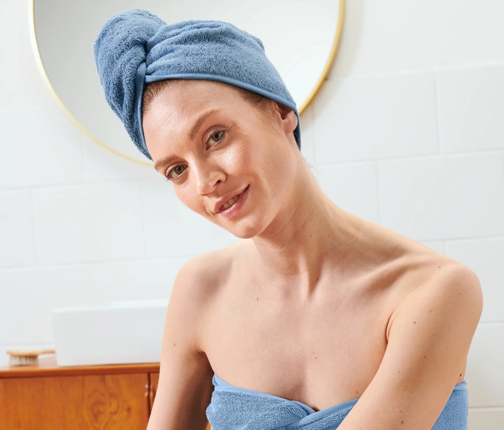 Tchibo - Ručníkový turban - barva: modrá
