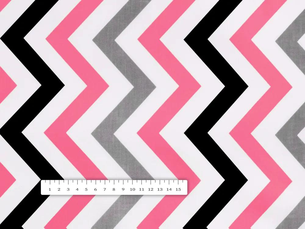 Biante Bavlněný čtvercový ubrus Sandra SA-377 Růžovo-šedo-černé cik-cak proužky 100x100 cm