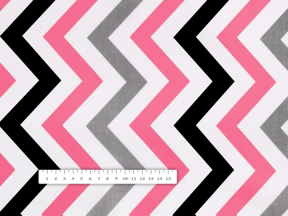 Biante Bavlněný čtvercový ubrus Sandra SA-377 Růžovo-šedo-černé cik-cak proužky 60x60 cm
