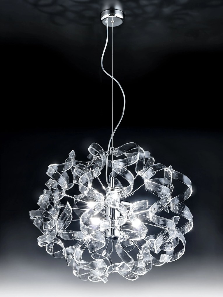 Metal Lux 206.155.01 Astro Crystal, designové závěsné svítidlo v průměru 50cm, 6x40W, čiré sklo, chrom