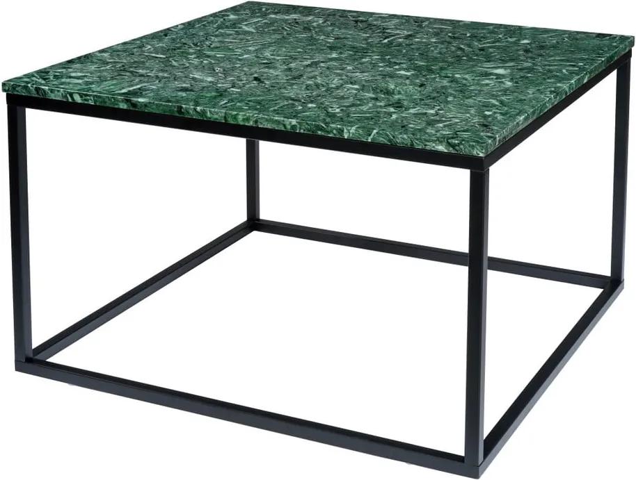 Tmavě zelený mramorový konferenční stolek s černým podnožím RGE Accent, šířka 75 cm