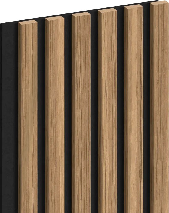 Mexen Lam-F, akustické stěnové lamely 275 × 30 cm, plstěný podklad 8 mm, technická dýha, ořech světlý, S105-275307-3015-017