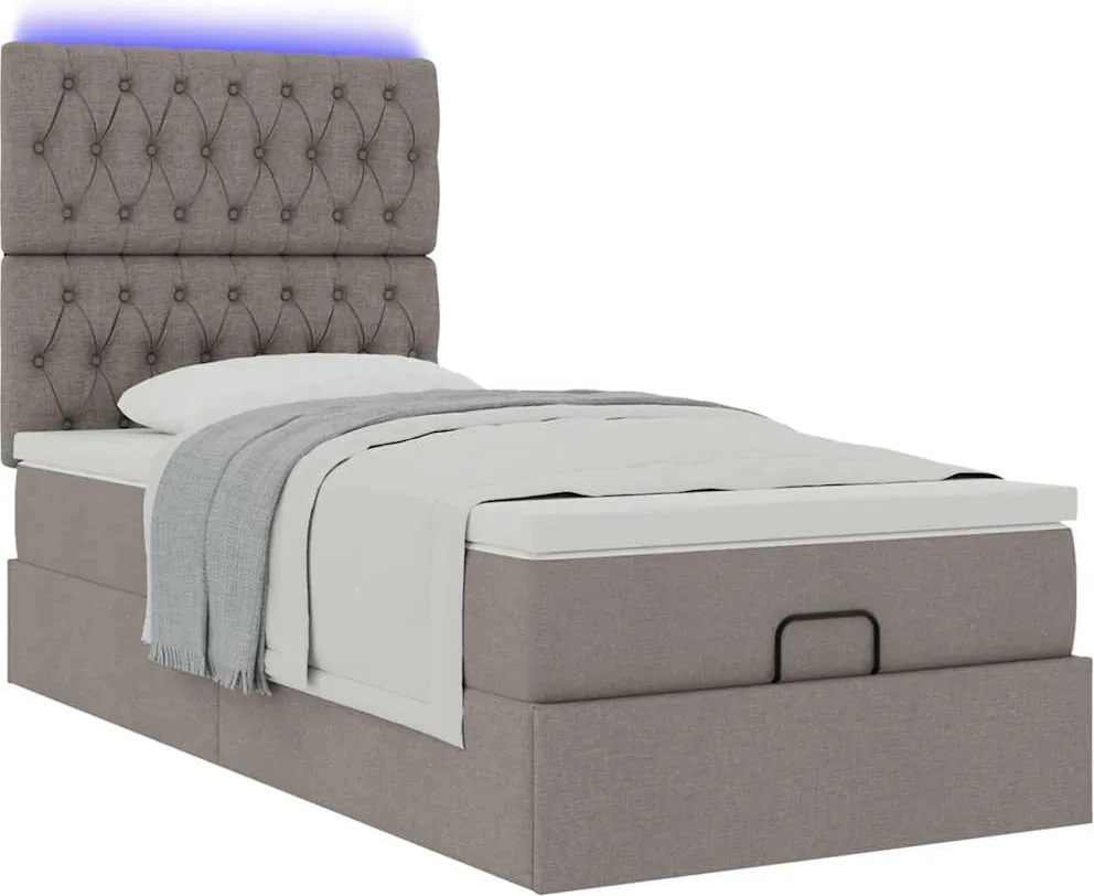 Osmanský rám postele s matrací taupe 80x200cm textil 3314048