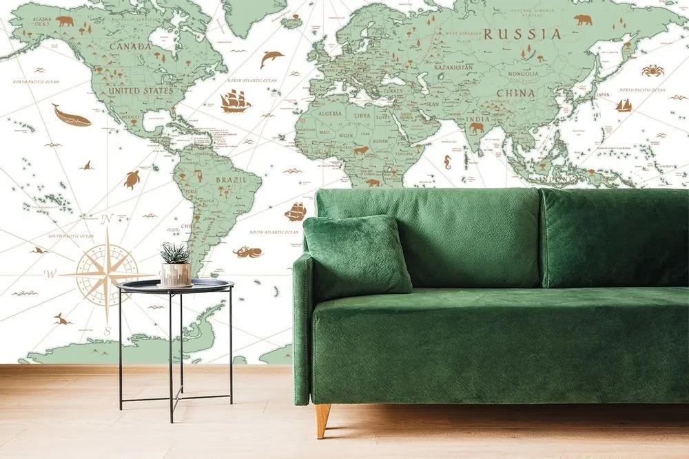 Samolepící tapeta zelená mapa - 300x200 cm