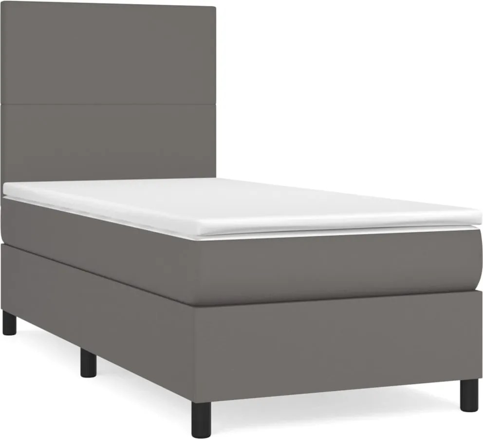 Box spring postel s matrací šedá 90x190 cm umělá kůže 3142699