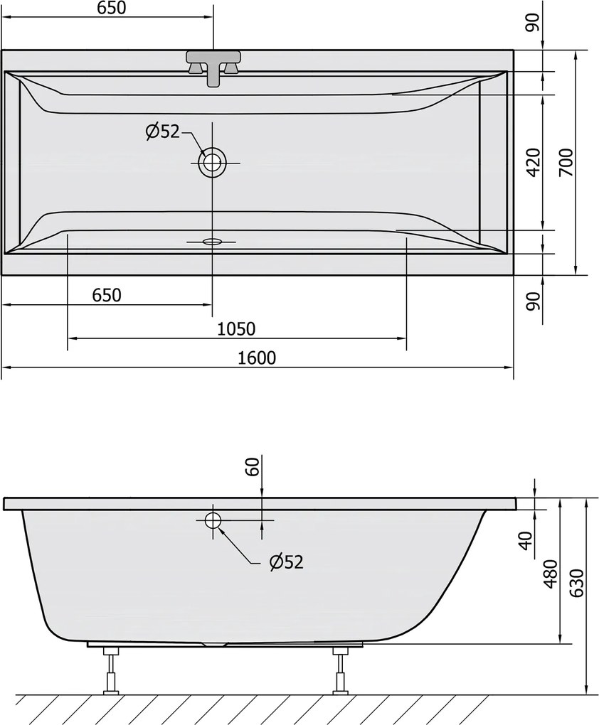 Polysan CLEO 160 x 70 x 48 cm 73611 vana