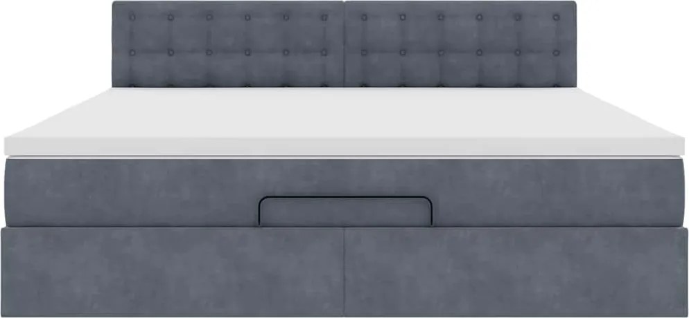 Osmanský rám postele s matrací tmavě šedá 160x200cm samet 3311928