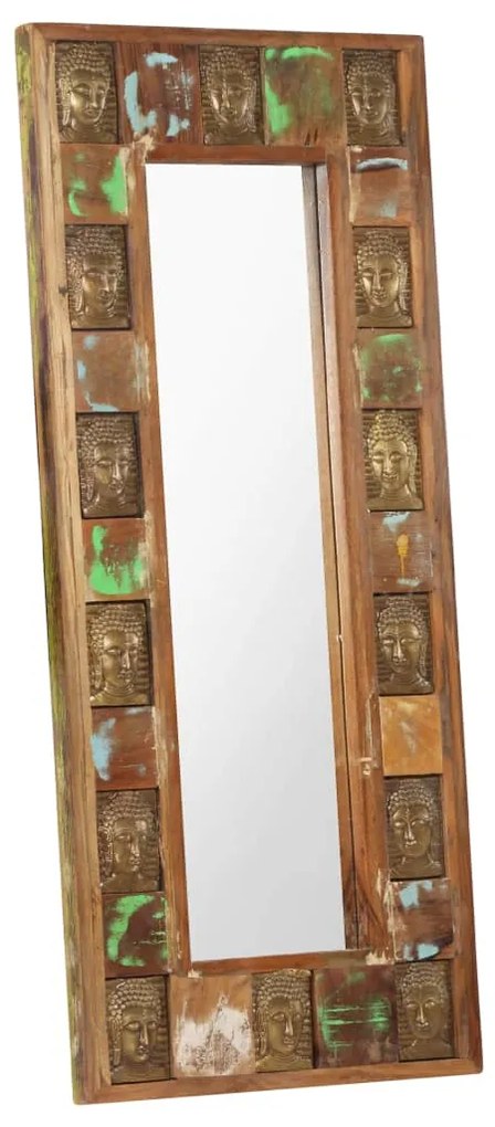 321817 vidaXL Zrcadlo s reliéfy Buddhy 50x110 cm masivní recyklované dřevo