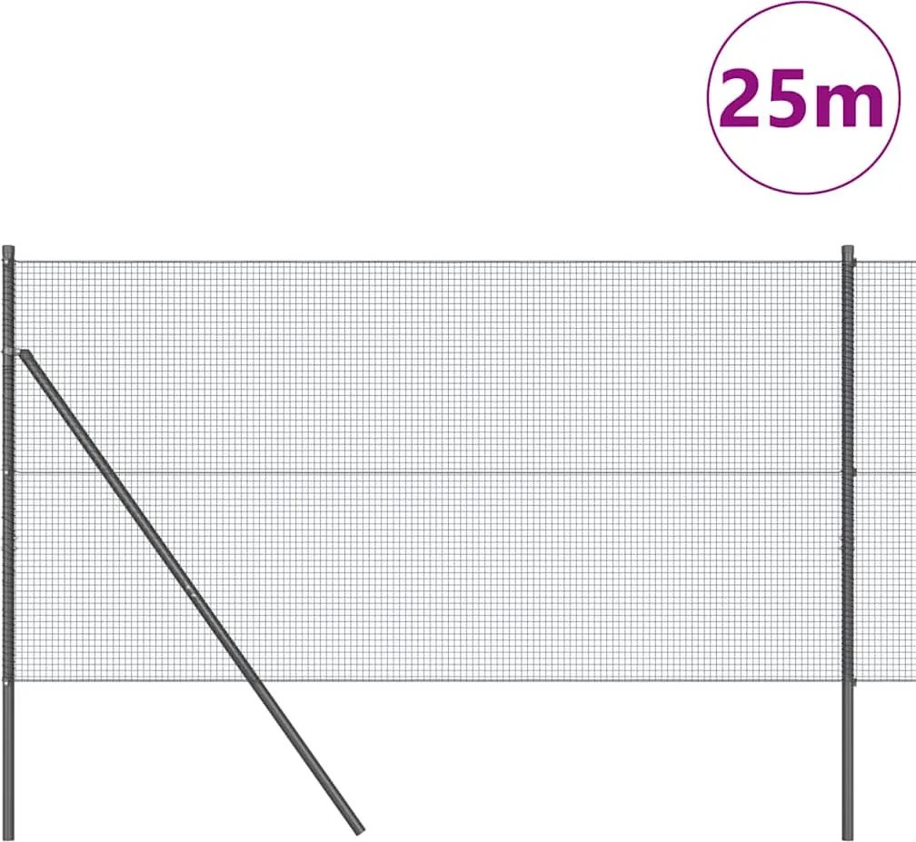 Zemní upevnění svařované drátěné ploty 25 x 1,2 m Šedá Síťovina 3351848