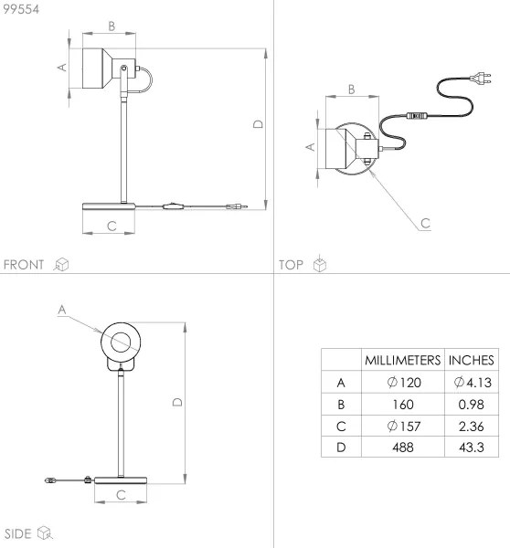 Eglo 99554 - Stolní lampa CASIBARE 1xE27/28W/230V