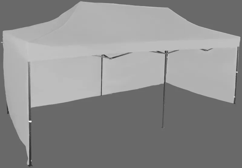 Nůžkový stan 3x6m ocelový, 3 boční plachty, Šedá / antracitová