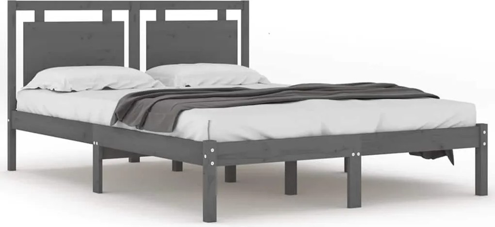 Rám postele šedý masivní dřevo 200 x 200 cm 3105557