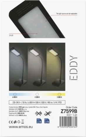 LED stolní lampa EDDY černá EMOS Z7599B