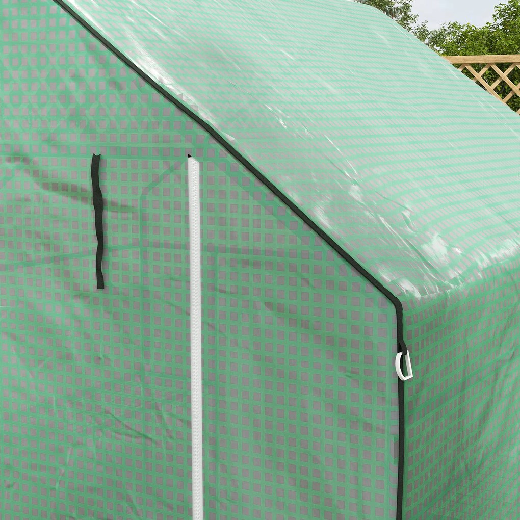 Zahradní skleník Outsunny s 3 police, balkonový skleník, zesílený tarp 135 g/m², ocelový rám, rolovací zipová vrata, pro zeleninu, rostliny a květiny…