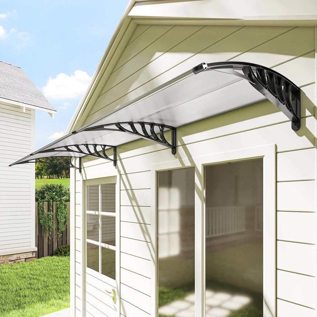 Stříška Outsunny na vchodové dveře 90 x 295 cm, stříška s UV ochranou, stříška na vchodové dveře, ochrana proti slunci z polykarbonátu, ochrana proti…