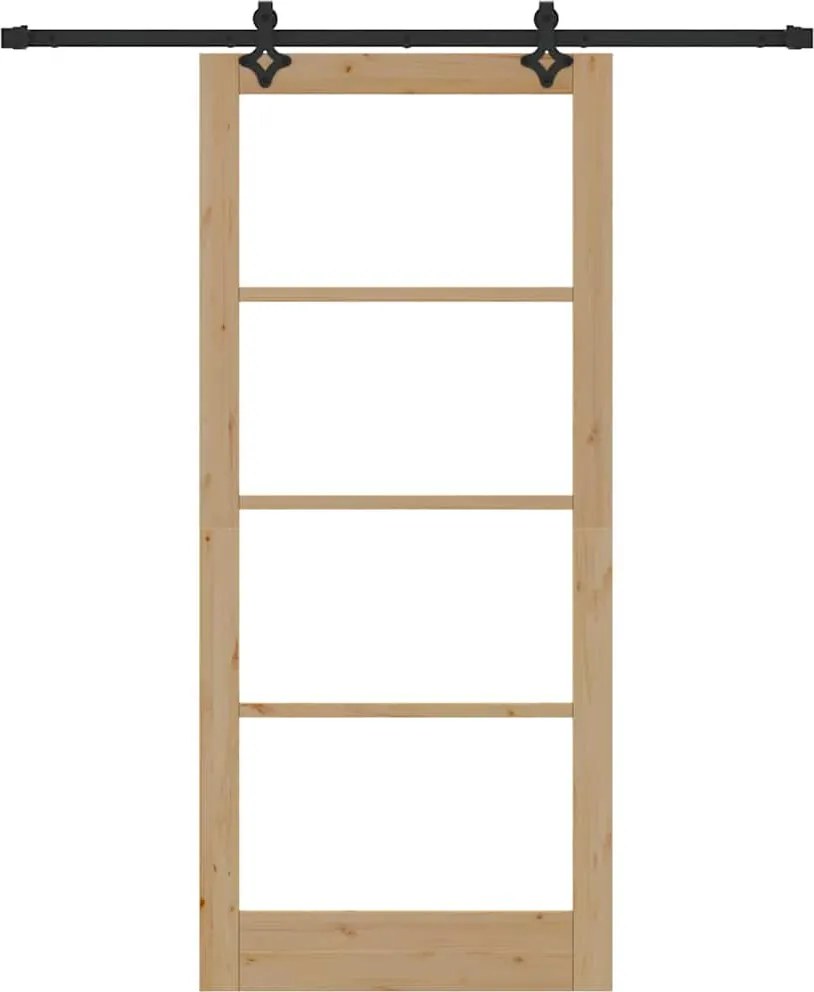 Posuvné dveře ORKDAL 93 x 211 cm Masivní borové dřevo a sklo 3332177