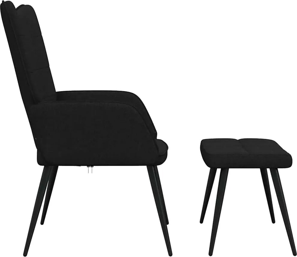 Relaxační židle se stoličkou černá textil 327958