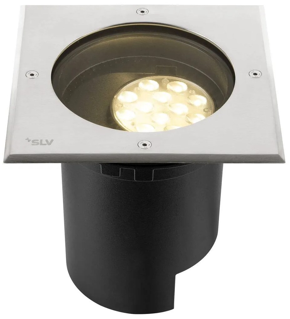 LA 1009169 DASAR® L svítidlo do země, asymetrické, 3000K, 70°/40°, IP65/IP67, hranaté, nerezová ocel / černá - BIG WHITE (SLV)