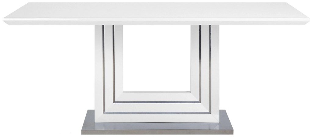 Bílý jídelní stůl 180x90 cm se základnou s nerezové oceli KALONA Beliani
