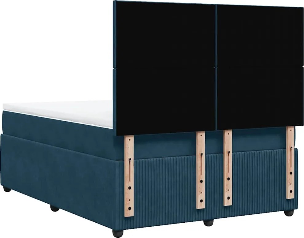 Box spring postel s matrací tmavě modrá 140x200 cm samet 3292356