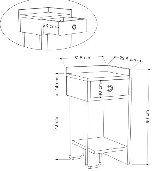 Noční stolek SONY taupe