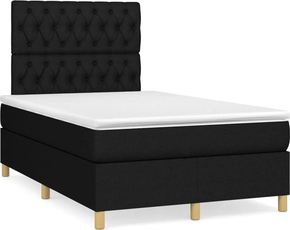 Box spring postel s matrací černá 120x200 cm textil 3142563