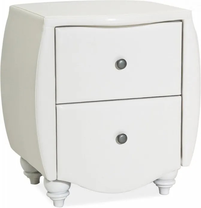 Moderní čalouněný noční stolek 2 zásuvkový CS5001, bílý KN nábytek