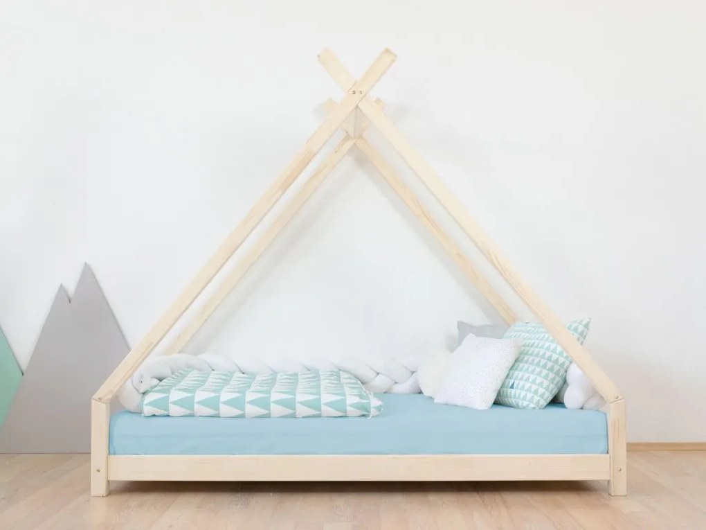 Benlemi Dětská domečková postel TAHUKA ve tvaru týpí Zvolte barvu: Nelakovaná, Zvolte rozměr: 120x200 cm