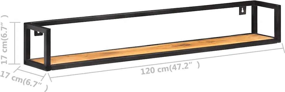 Nástěnné police 2 ks 120 cm masivní akáciové dřevo 320675